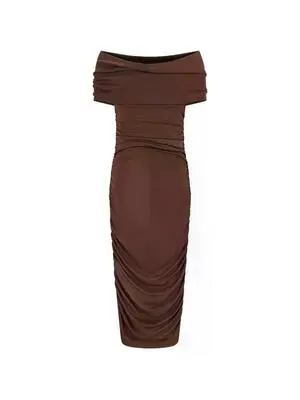 DES_PHEMMES Ruched Off-shoulder Midi Dress
