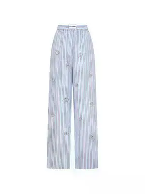 DES_PHEMMES Crystal-embellished Striped Trousers