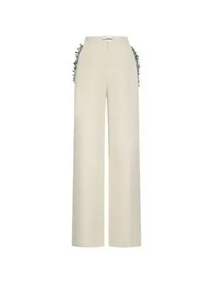 DES_PHEMMES Sequin-embellished Wide Leg Trousers - Neutrals