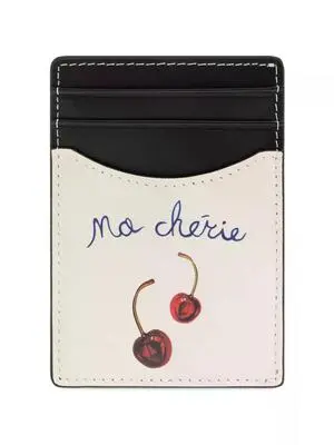 DUKE + DEXTER Dean Cherry-print Leather Cardholder - Black
