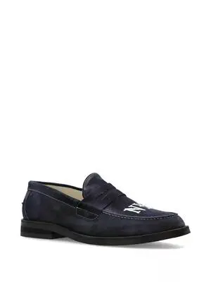 DUKE + DEXTER Wilde Ny-embroidered Suede Loafers - Blue