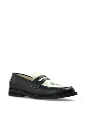 DUKE + DEXTER Wilde Clover-print Leather Loafers - Black