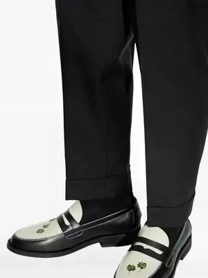 DUKE + DEXTER Wilde Clover-print Leather Loafers - Black