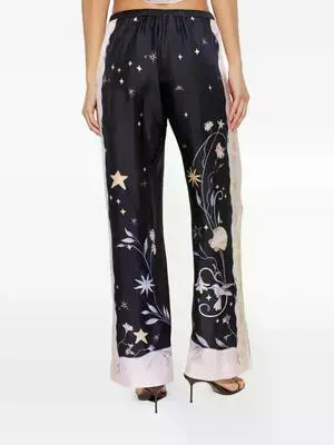FORTE_FORTE Midnight Blue Celestial And Floral Print Palazzo Pants - Black