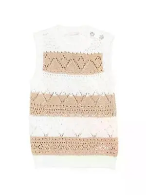 Liu Jo Striped Sleeveless Top - White