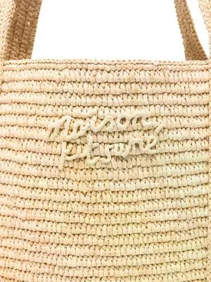 Maison Kitsuné Logo Lettering Raffia Tote Bag - Neutrals