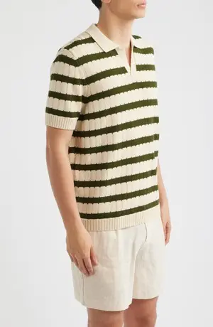 PERCIVAL Stine Stripe Polo Sweater - Cream