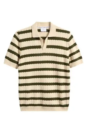 PERCIVAL Stine Stripe Polo Sweater - Cream