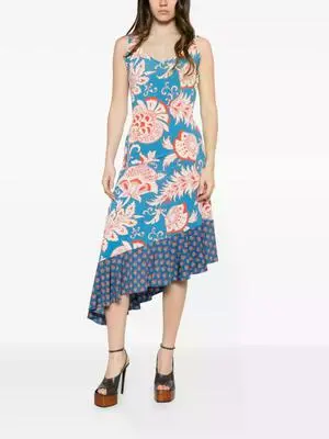 Etro Floral-print Ruffled Midi Dress - Blue