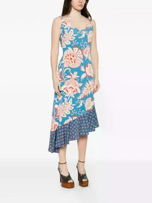 Etro Floral-print Ruffled Midi Dress - Blue