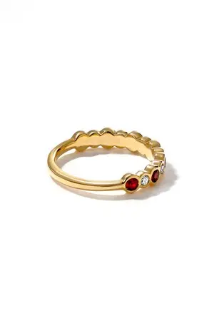 MARK HENRY Bubbly And Diamond Band Ring In 18k Gold - Ruby