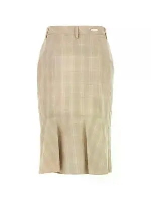 Iceberg Check Ruffled Midi Skirt - Neutrals