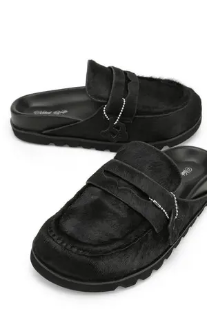NAKED WOLFE Cordless Suede Mule - Black