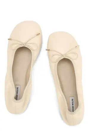NAKED WOLFE Scrunch Ballerina Flats - Cream