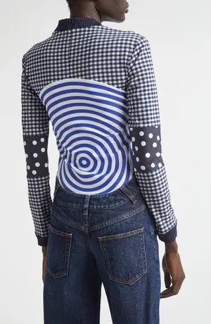 JEAN PAUL GAULTIER Vichy & Target Print Jersey Top