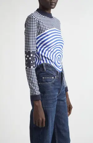 JEAN PAUL GAULTIER Vichy & Target Print Jersey Top