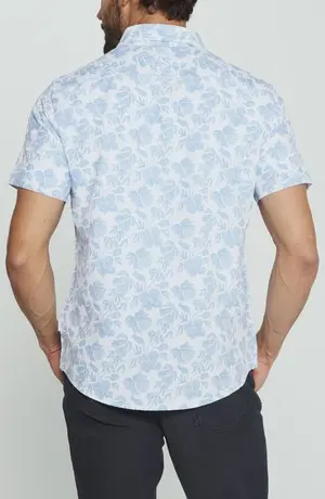 7 Diamonds Lucien Floral Short Sleeve Button-up Shirt - White