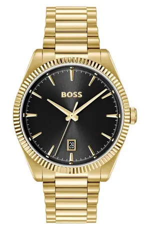 BOSS Goldtone Bracelet Watch - Black