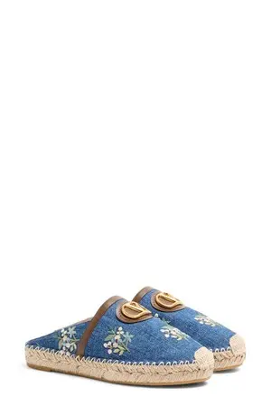 Valentino Garavani Vlogo Embroidered Espadrille Mule