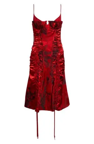 Alexander McQueen Floral Jacquard Corset Knee-length Dress - Red-black
