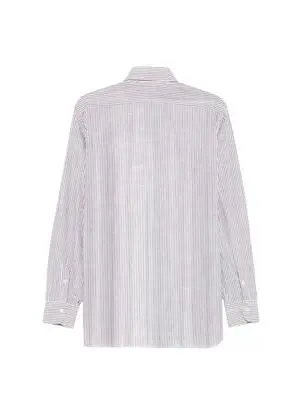 BARBA NAPOLI Vertical-stripe Long-sleeve Shirt - Brown
