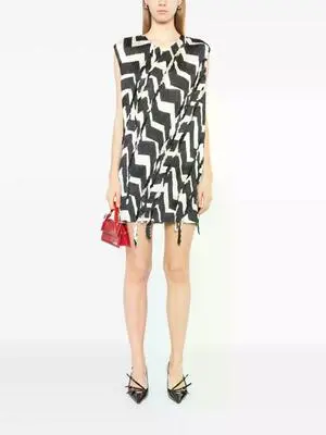 JNBY Zigzag-print Mini Dress - Black