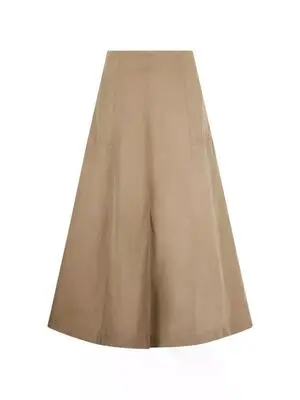 120% Lino Panelled Midi Skirt - Neutrals