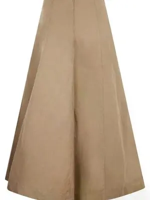 120% Lino Panelled Midi Skirt - Neutrals