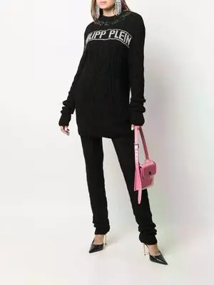 Philipp Plein Cashmere Crystal Cable-knit Trousers