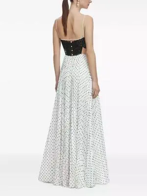 SELF-PORTRAIT Lace-trimmed Polka-dot Maxi Dress