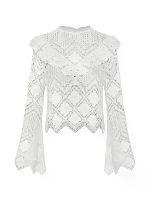 SELF-PORTRAIT Guipure-lace Ruffled Top