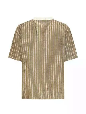 JIL SANDER Striped Open-knit T-shirt - Neutrals
