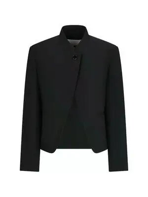 JIL SANDER Mandarin-collar Wool Jacket - Black