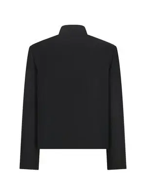 JIL SANDER Mandarin-collar Wool Jacket - Black