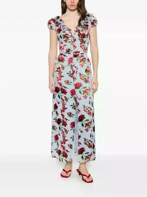 Alice + Olivia X Stacey Bendet Tara Floral-print Ruffled Midi Dress - Blue
