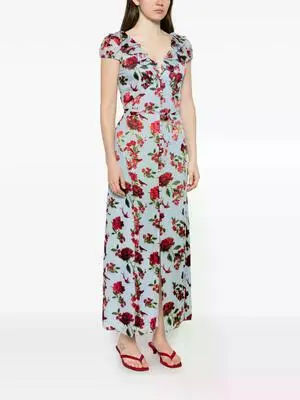 Alice + Olivia X Stacey Bendet Tara Floral-print Ruffled Midi Dress - Blue