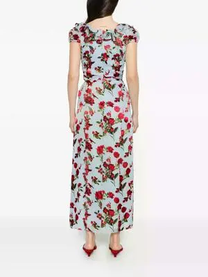 Alice + Olivia X Stacey Bendet Tara Floral-print Ruffled Midi Dress - Blue