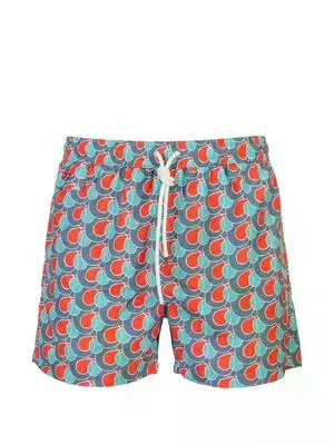 Kiton Geometric-print Swim Shorts - Blue