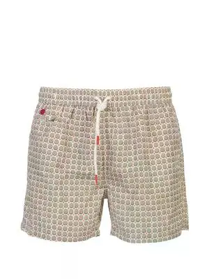 Kiton Geometric-print Swim Shorts - Neutrals