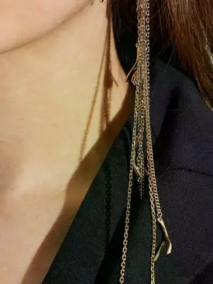 Alexander McQueen Wishbone Crystal-embellished Drop Earrings - Gold
