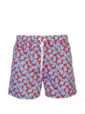 Kiton Geometric-print Drawstring Swim Shorts - Red