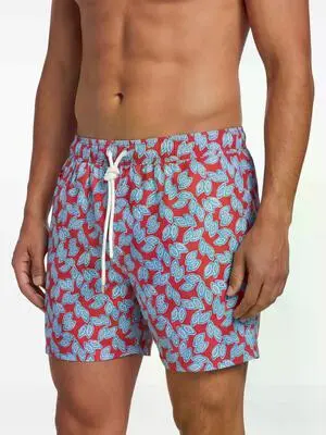 Kiton Geometric-print Drawstring Swim Shorts - Red