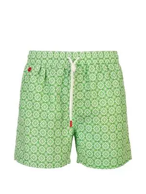 Kiton Floral-print Swim Shorts - Green