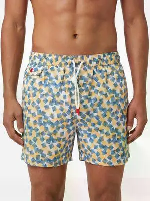 Kiton Geometric-print Swim Shorts