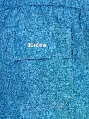 Kiton Crosshatch-print Swim Shorts - Blue