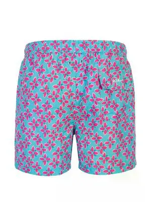 Kiton Geometric-print Swim Shorts - Blue