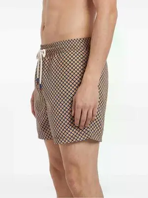 Kiton Geometric-print Swim Shorts - Blue