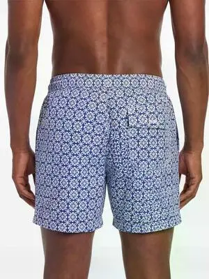 Kiton Floral-print Swim Shorts - Blue