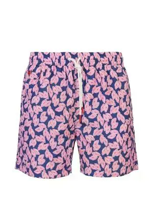 Kiton Geometric-print Drawstring Swim Shorts - Blue