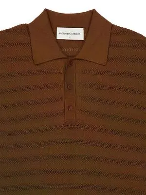 Frescobol Carioca Vidal Chevron-knit Polo Shirt - Brown